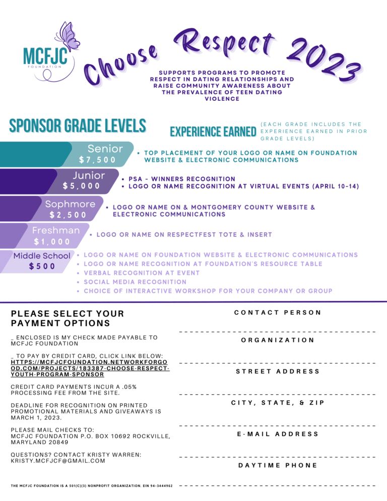 Choose Respect Sponsor | MCFJC Foundation
